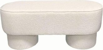 DRAWER Banc arrondie en tissu bouclette L92cm - Blanc - Arlo