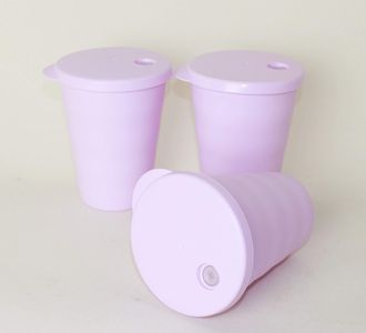 Tupperware Junge Welle Trinkhalmbecher 330ml 3X Rosa + Mini Trichter Lila