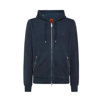 Sun 68 Blaues Baumwoll-Hoodie mit spezieller F&auml;rbung - - Sweatshirts & Hoodies - Herren - Blau - S