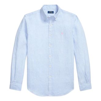 Polo Ralph Lauren Homme, Chemises, Bleu, Taille: XL Chemise en lin ray&eacute;e coupe personnalis&eacute;e