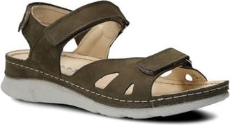 Nagaba Sandales Féminin - Sandales en cuir confortables pour lété Brides velcro réglables - Sandales plates - Cuir véritable - Empiècements en cuir - Grand c