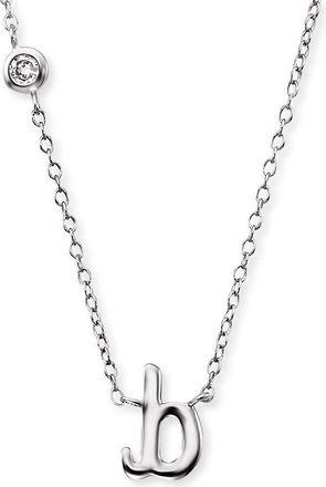 Engelsrufer Halskette aus Sterling Silber mit Anhänger Buchstabe B - besetzt mit einem Zirkonia Stein - in zwei Längen verstellbar - Länge: 44cm