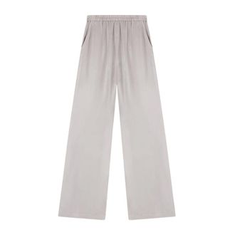 Emporio Armani Femme, Pantalons, Gris, Taille: 40 FR Pantalon &agrave; Taille &Eacute;lastiqu&eacute;e en Lyocell D&eacute;licatement D&eacute;lav&eacute;