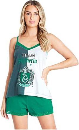 Harry Potter Ensemble Pyjama Court Été Femme, Vêtements de Nuit Fille Ado, Short Coton S-XL (Vert, L)