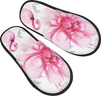 Generic Pantoufle Maison Flamants Roses Chaudes Pantoufles Confortable Hiver Pantoufles Antid&eacute;rapantes Hiver Chaussures Chaudes Pour Chambre Camping Voyages M
