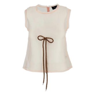 Simone Rocha Sheer Frayed Contour Dart Top - - Tops - Damen - Rosa - XS