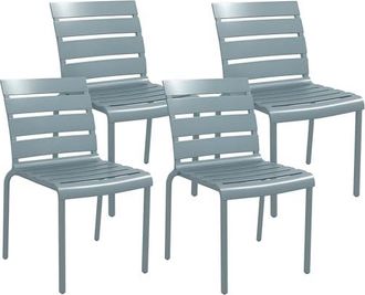 OUTSUNNY Lot de 4 chaises de Jardin chaises de Bistro empilables avec Assise et Dossier &agrave; Lattes dim. 42L x 54l x 78H cm Gris