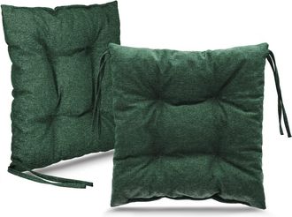 MG Design 2er-Set Stuhlkissen 40x40 cm grün - Stuhlkissen mit Bändern, Steppkissen, Bodenkissen - Sitzkissen für Gartenstuhl, für Indoor und Outdoor, Outdoor St