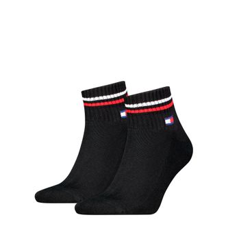 Tommy Hilfiger Kurzsocken TOMMY HILFIGER TH UNI TJ QUARTER 2P ICONIC, Herren, Gr. 35-38, schwarz, Baumwollmischung, Socken, Half-Terry-Sohle f&uuml;r zus&auml;tzlichen Komfort