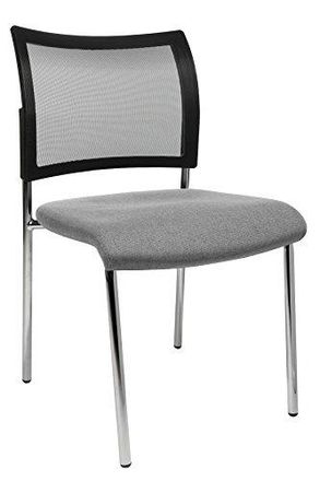 Topstar Topstar Visit 10 Besucherstuhl, Konferenzstuhl, Netz (2er-Set), stapelbar, Stoff, Hellgrau/Schwarz
