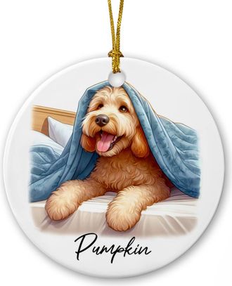 Generic Labradoodle Weihnachten H&auml;ngende Mit Goldband Weihnachtsanh&auml;nger Keramik Weihnachtsbaum H&auml;ngende F&uuml;r Party Kamin Heimdekoration