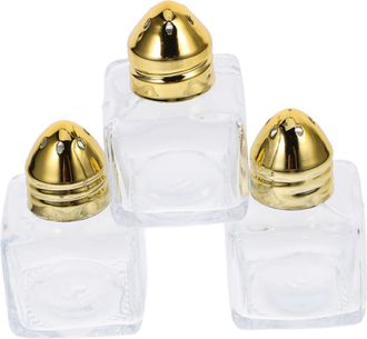 Cabilock 3 Stück Quadratische Glas gewürzflaschen mit Goldfarbenem Deckel Kompakte Salz Pfefferstreuer aus Bruchsicherem Glas für Küche und Haushalt Präzise Do