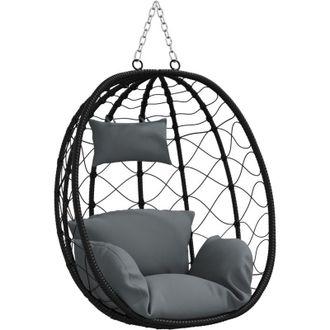 vidaXL vidaXL Panier de chaise oeuf suspendue sans support Rotin poly anthracite