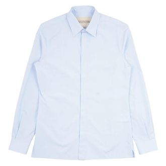 Valentino Fil-&agrave;-Fil Baumwollhemd mit VLogo-Stickerei - - Shirts - Herren - Blau - L