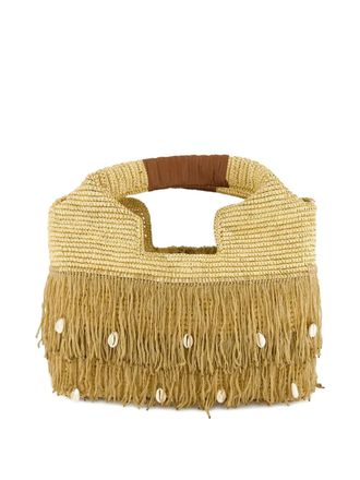 Sensi Studio sac à main en paille à franges - Tons neutres