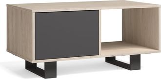 Skraut Home Couchtisch mit Türen, Esszimmer, Modell Wind, 92 x 50 x 45 cm (Chene-Grau)