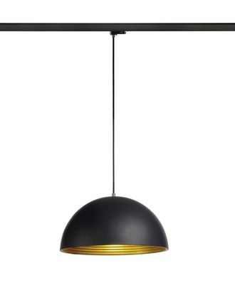 SLV FORCHINI 40 TRACK Pendelleuchte, &Oslash;40cm, E27, schwarz/gold, 3-Phasen-Schienensystem, ohne Leuchtmittel, Stahl Korpus - ideal f&uuml;r Esszimmer, K&uuml;che, Gast