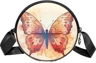 Generic Sac &agrave; bandouli&egrave;re rond pour femme, petit sac &agrave; bandouli&egrave;re vintage avec fermeture &eacute;clair, bretelles r&eacute;glables, style d&eacute;contract&eacute; pour femmes et filles