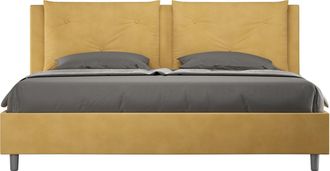 ITYhome Letto Matrimoniale King Size Rivestito In Microfibra - Appia - Colore: Ocra - Tipologia Letto: Con Rete - Dimensione Rete: 180x190