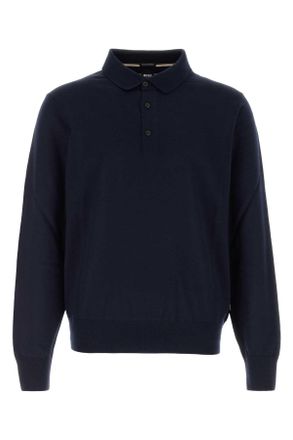 HUGO BOSS Virgin Wool Polo - Navy