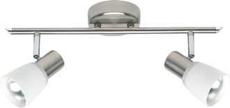 Lightbox zeitlose Spotrohr mit 35 cm Breite - Deckenstrahler im Landhaus Stil - mit schwenkbaren K&ouml;pfen - 2 x E14, max. 40 W - aus Metall/Glas - in Eisen/Chrom