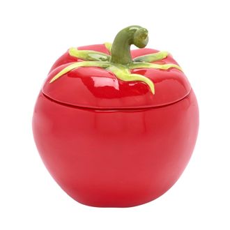 Widdop and Co Cottage Garden - Tomaten-Vorratsdose mit Deckel - Keramik Frühjahr/Sommer Lebensmittelbehälter zum Verschenken & Haushaltswaren - H 11 x B 10 cm