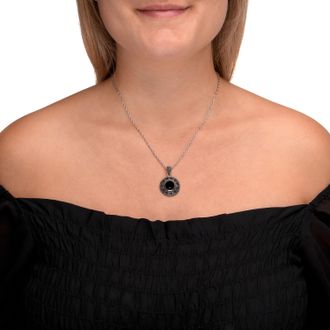 Zeeme Gemstones Halskette Silber 925 oxydiert 45cm lang mit schwarzem Achat 10mm