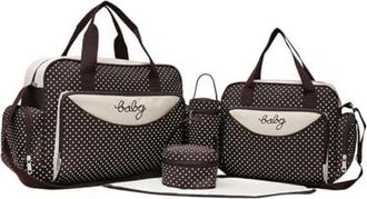 Garneck Sac Multi-usages pour Maman Grand Format L&eacute;ger avec Poign&eacute;e Renforc&eacute;e Sac &agrave; Main &agrave; Motifs Ronds Caf&eacute;