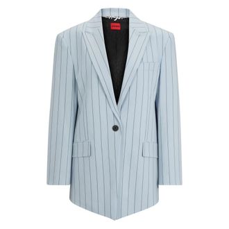 HUGO BOSS Elastischer Longline-Blazer mit Nadelstreifen - - Suits - Damen - Blau - XS