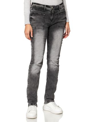 Street One Jeans Damen Denim Casual Fit Middle Waist Slim Legs Jeanshose Black Heavy Random Wash 33W / 30L