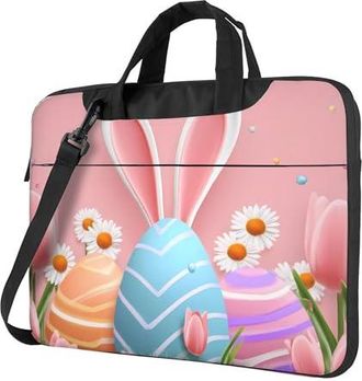 Generic Bunny Eggs Sac pour ordinateur portable de 15,6 avec bandouli&egrave;re - Housse de protection antichoc pour ordinateur portable de 15,6 - Pour homme et femm
