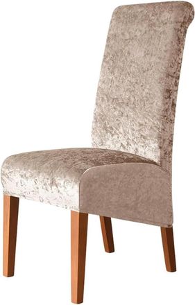 Generic Samt Stretch Hussen Für Esszimmerstühle, Universelle Stretchbezüge Für Hohe Parson Stühle - Set 1,2,4 Oder 6 Stück, Abnehmbar & Waschbar(Light Gold,6P