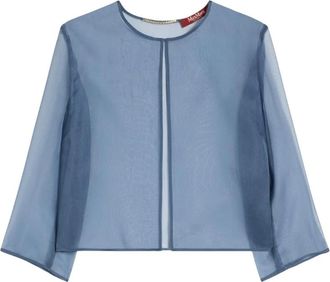 Max Mara Femme, Blouses et Chemises, Bleu, Taille: 40 FR Veste courte en organza de soie