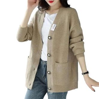 Generic Manteau en tricot &eacute;pais pour femme - Cardigan en laine - Style cor&eacute;en, camel, Taille XS
