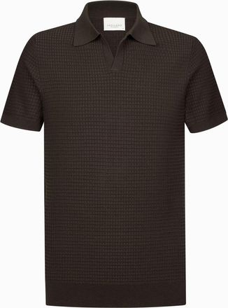 Profuomo Waffelstrick-Poloshirt mit Tencel und Seide in