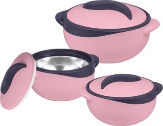 Pinnacle Frames & Accents Isolierte Auflaufform mit Deckel, 3-teiliges Set 2,6/1,5/1 qt. Hot Pot Speisenw&auml;rmer/K&uuml;hler - Thermo-Suppen-/Salat-Serviersch&uuml;ssel - Edelstahl Hei&szlig;spe