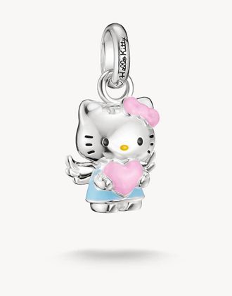 Thomas Sabo Hello Kitty charm ange avec coeur - connect en argent, noir, rose-Argent&eacute;