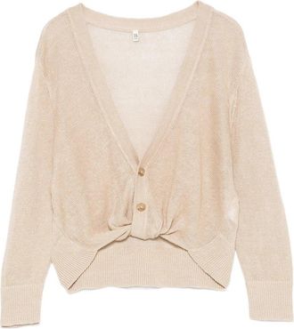 R13 3/4 Sleeve Twisted Front Cardigan