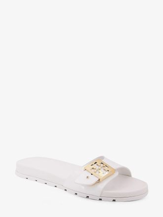 Tory Burch Womens Slide Sandals Patent Synthetic Leather White Upper: Polyester