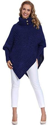 Merry Style Poncho Vêtement Femme M83N4 (Bleu Sombre, One Size)