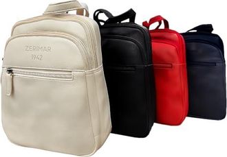 Zerimar Sac à dos femme en cuir authentique |Sac à dos homme en cuir authentique |Unisexe| Style décontracté et élégant | Blue navy | 26x9x20 cm