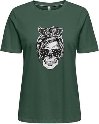 Only Onlstella Life S/S Skull Top CS JRS, Pineneedle, XL Femmes