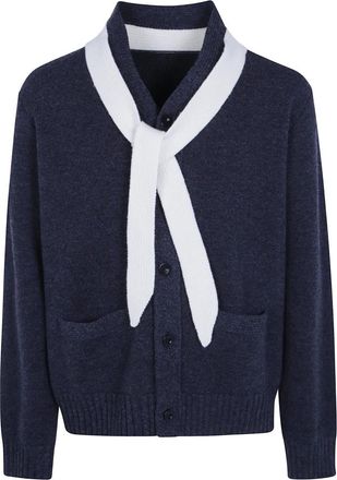 sacai Homme, Pulls, Gris, Taille: M Cardigan en laine tricot&eacute;e