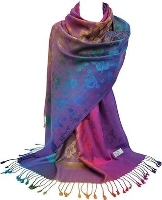 GFM &Eacute;charpe de style pashmina arc-en-ciel au toucher soyeux (NEOPASH-B), FRL86-JMN-Violet, L