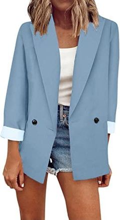 Generic Vestes d&eacute;contract&eacute;es pour femmes 2026 avec poche drap&eacute;e sur le devant, bleu, XXL