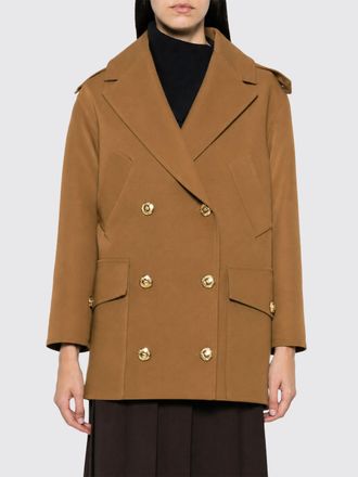 Elisabetta Franchi Manteau crois&eacute; longueur genou en scuba avec boutons m&eacute;talliques