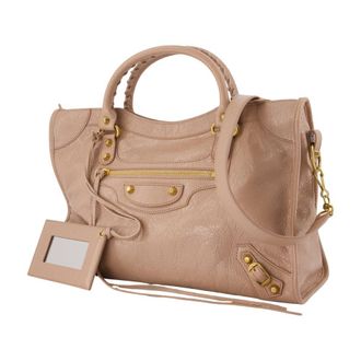 Balenciaga Womens Le City M Handbag - Balenciaga Leather Beige Lambskin Bags Handbags-Purses