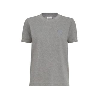 Brunello Cucinelli Stretch Cotton Piqu&eacute; T-shirt With Sparkling Cotton Knit Inserts