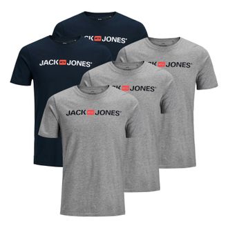 Jack & Jones Male NOS Corp Logo 5PK Navy Grey (Detail: Slim Fit),Herstellergr&ouml;&szlig;e: XX-Large