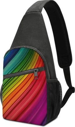 Generic Durable Sacoche Tactique Rayures de couleur Rainbow Sacs à Bandoulière Multifonction,Casual Sac à Dos Militaire pour Homme Femme Camping